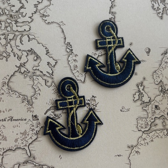 Accessories | Nautical Anchor Patches In Navy And Gold | Poshmark